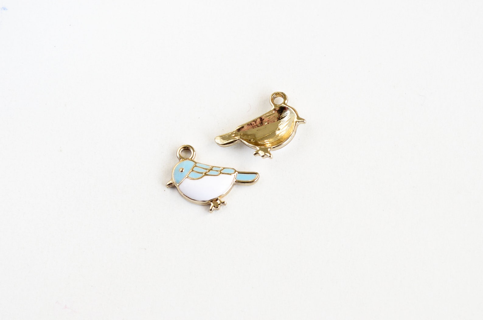 Blue Bird Charm Enamel Gold Toned 19mm X 15mm 5 Pieces | Etsy