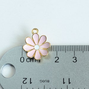 Pink Flower Charms, Enamel on Gold Toned Metal, 19mm X 15mm - 4 Pieces ...