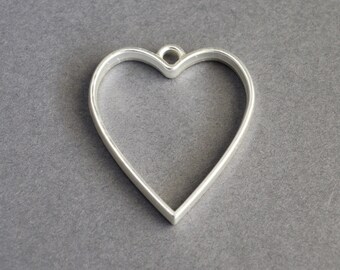 Teardrop Charm Shiny Silver Toned Open Back Bezel Pendant 34mm 4 Pieces ...