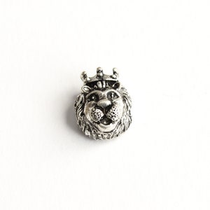 Lion Head Bead With Crown Antique Silver Toned 14mm X 11mm - Etsy