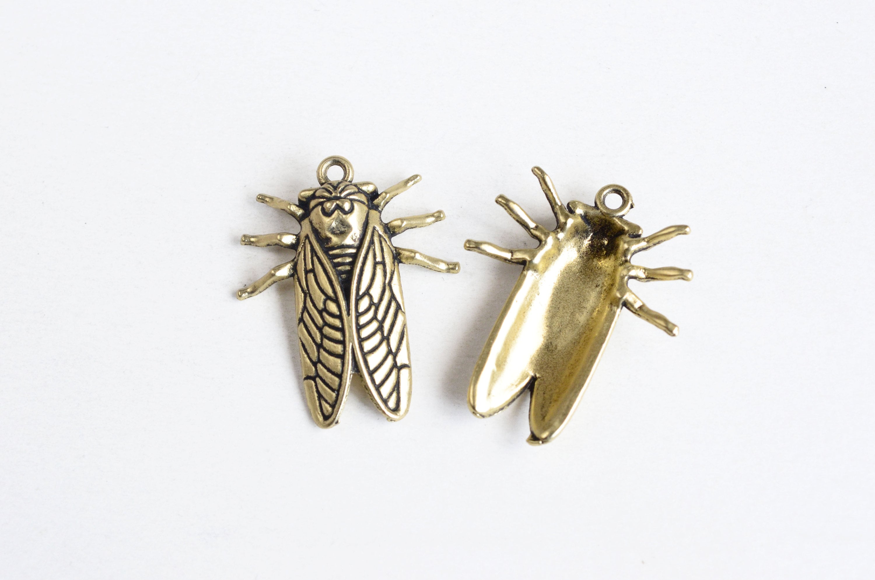 Cicada Insect Charms Matte Antique Gold Tone Bug Charms 27mm | Etsy
