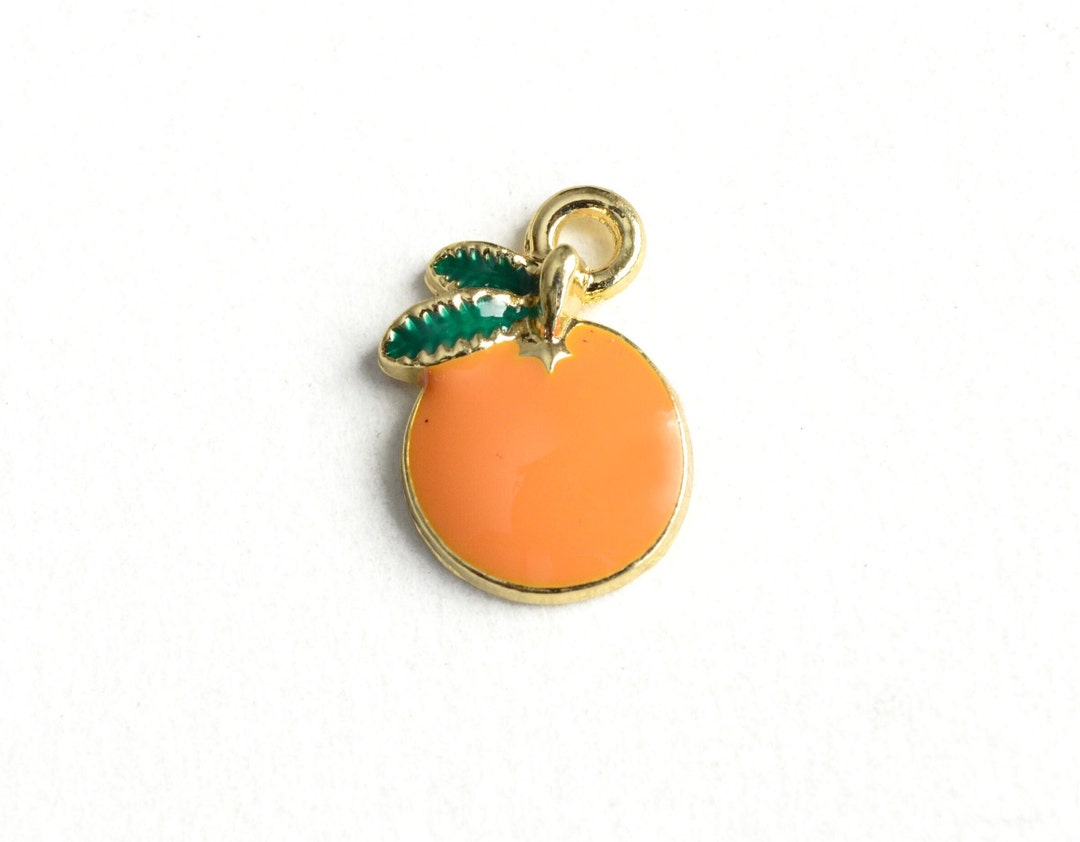 4 Orange Charms, Orange Enamel Fruit Pendants, 16x12 (1938) - Etsy