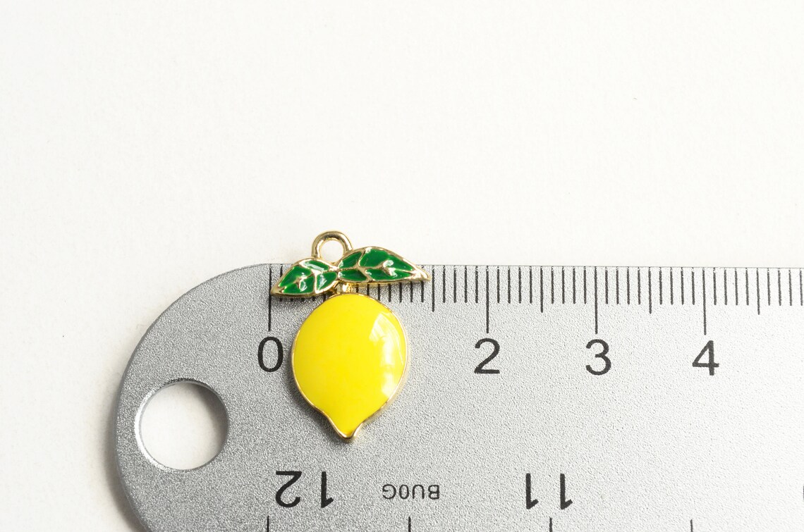 Lemon Charms Enamel Gold Toned 20mm X 15mm 4 Pieces | Etsy