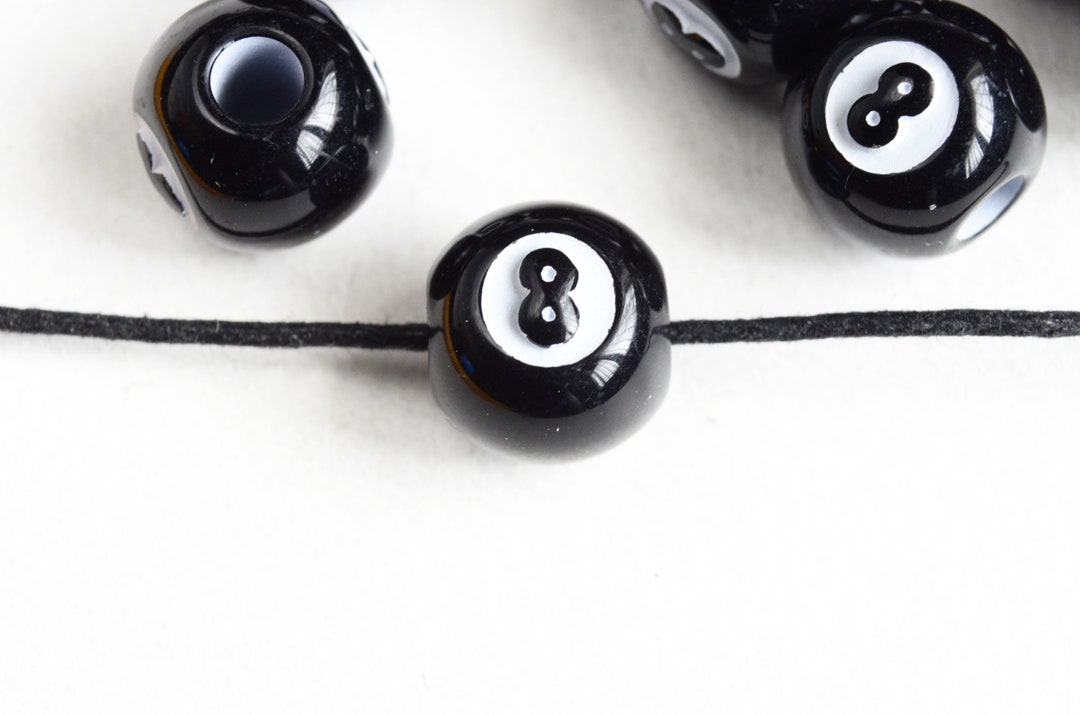 20 8 Ball Beads, Black Acrylic Billiard Beads, 12mm (1950) - Etsy