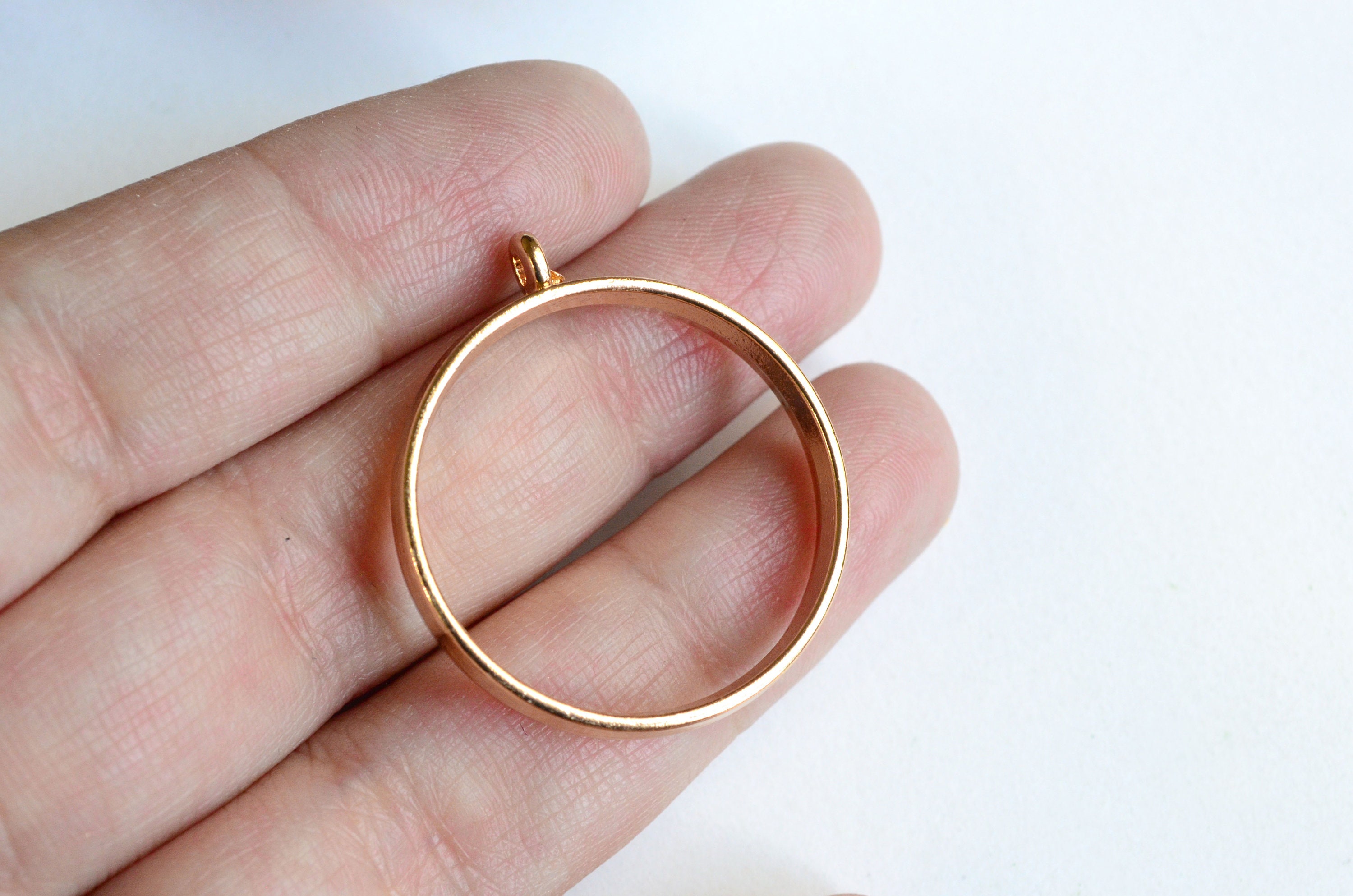 Round Open Bezel Pendant, Shiny Gold Frame Pendant, 33mm X 29mm - 4 ...