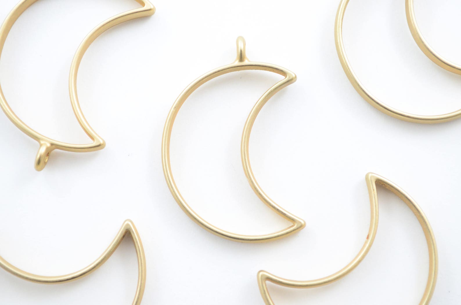 Gold Moon Charms Open Back Bezels Large Shiny Gold Toned - Etsy