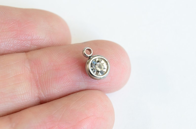 March Birthstone Charms Aquamarine Crystal Stainless Steel 8mm - Etsy