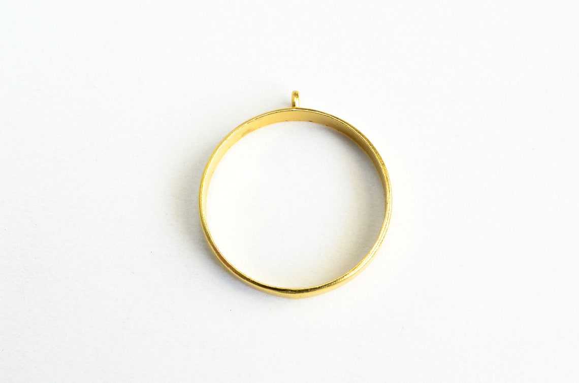 Round Open Bezel Pendant Gold Tone Frame Pendant 35mm 4 - Etsy