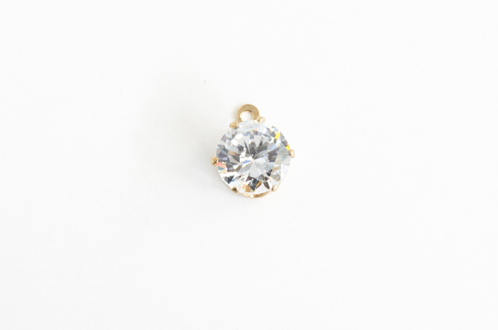 Solitaire CZ Charms Gold Cubic Zirconia Charms Faux Diamond - Etsy