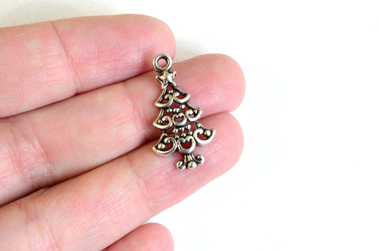 Christmas Tree Charm Silver Toned 23mm X13mm 10 Pieces - Etsy