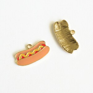 Hot Dog Charm, Enamel Food Pendants, Gold Tone, 11mm X 21mm - 4 Pieces ...