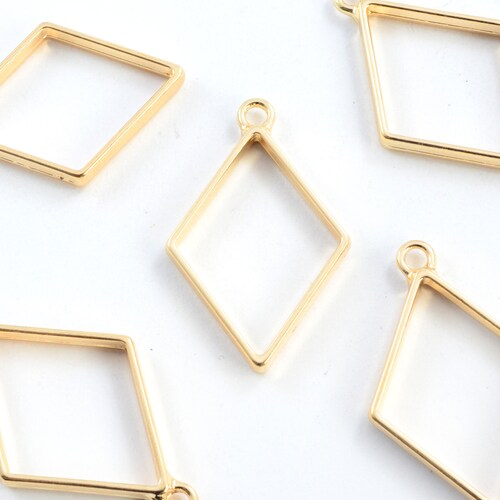 Geometric Charm Bronze Open Back Bezel Rhombus 40mm X 26mm 4 - Etsy