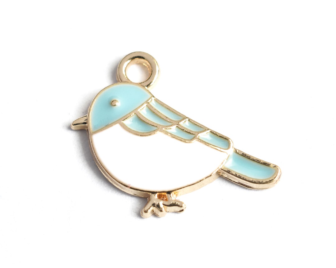 Blue Bird Charm, Enamel Gold Toned, 19mm X 15mm - 4 Pieces (1042) - Etsy