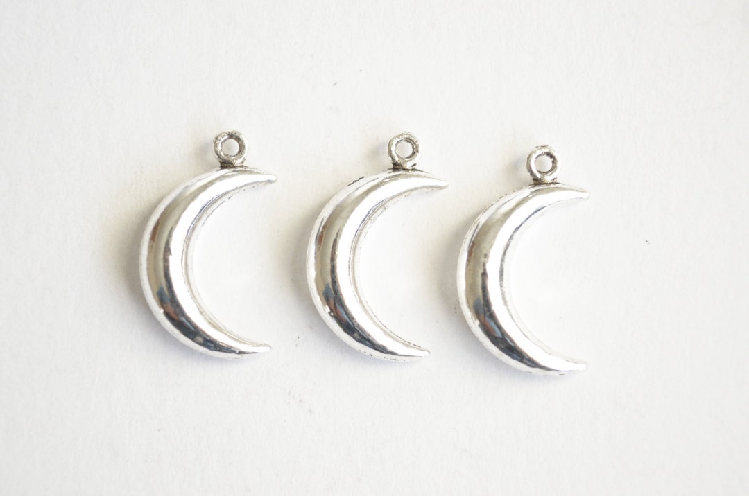 Silver Moon Charm, Crescent Moon Pendant - 10 Pieces (339) - Etsy