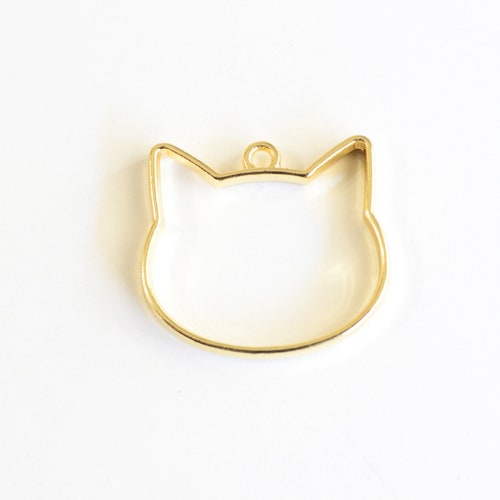 Cat Pendant Shiny Silver Open Back Bezel Charm Large 26mm X - Etsy