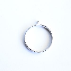 Round Open Bezel Pendant, Shiny Silver Frame Pendant, 28mm - 4 Pieces ...