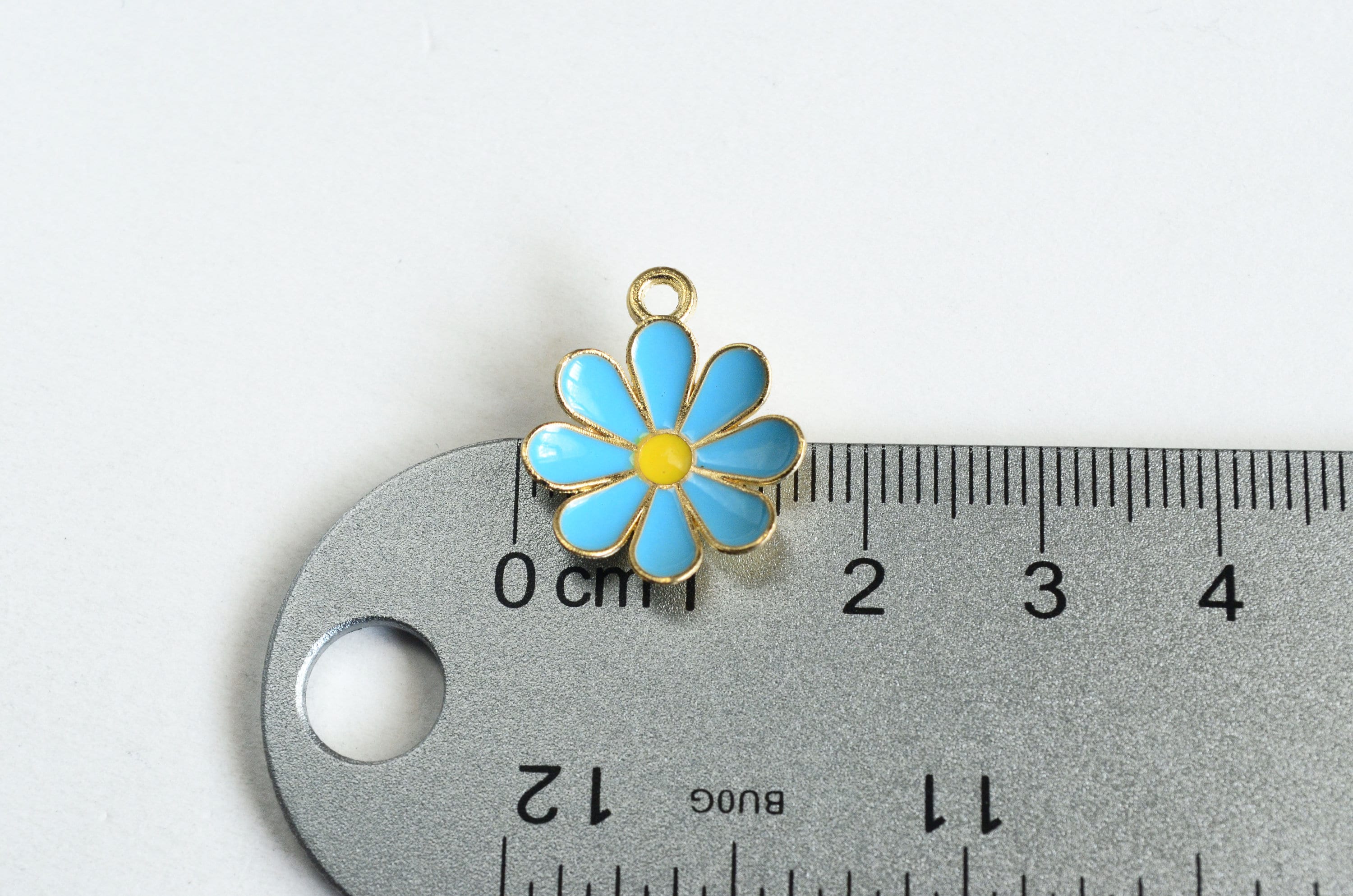 Blue Flower Charms, Enamel on Gold Toned Metal, 19mm X 15mm - 4 Pieces ...
