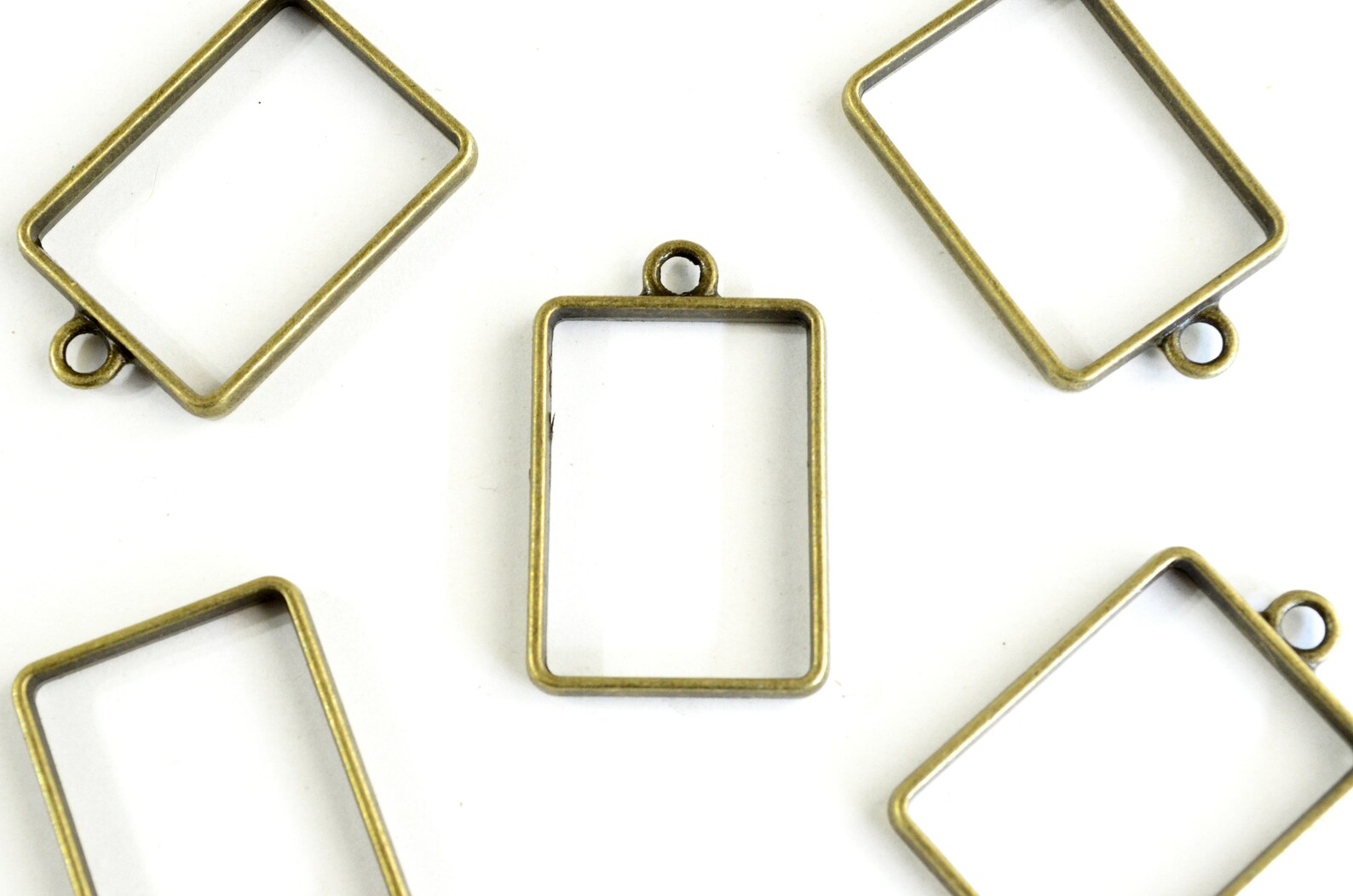 Rectangle Open Bezel Pendant Bronze Tone Frame Charm 4 Pieces - Etsy