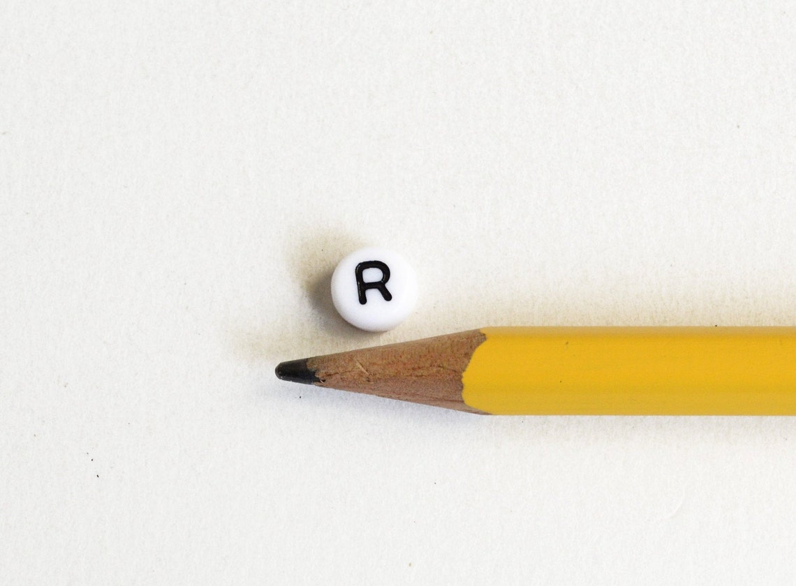 Letter R Plastic Alphabet Beads White With Black Initial 7mm | Etsy