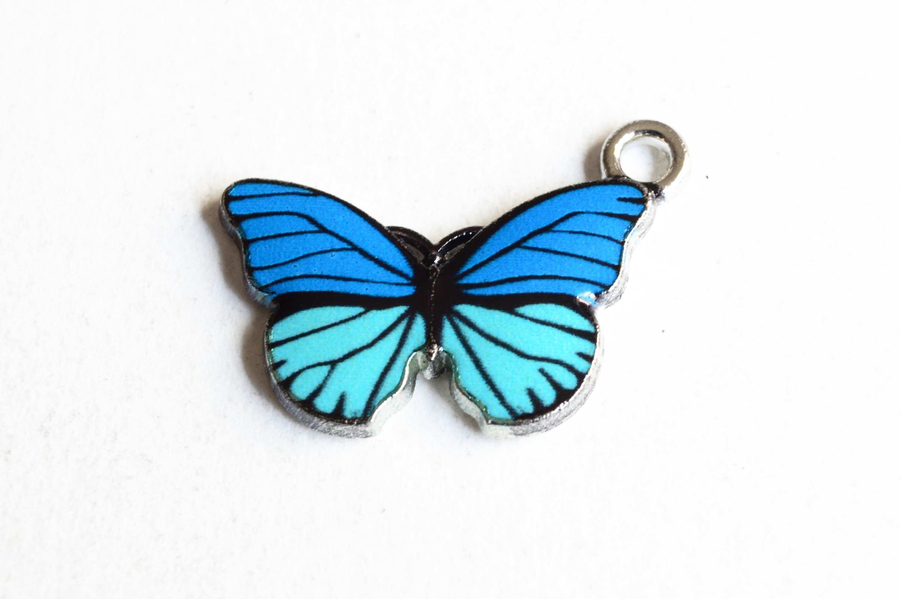 Blue Butterfly Charm Antique Silver Tone 20mm X 15mm 4 - Etsy