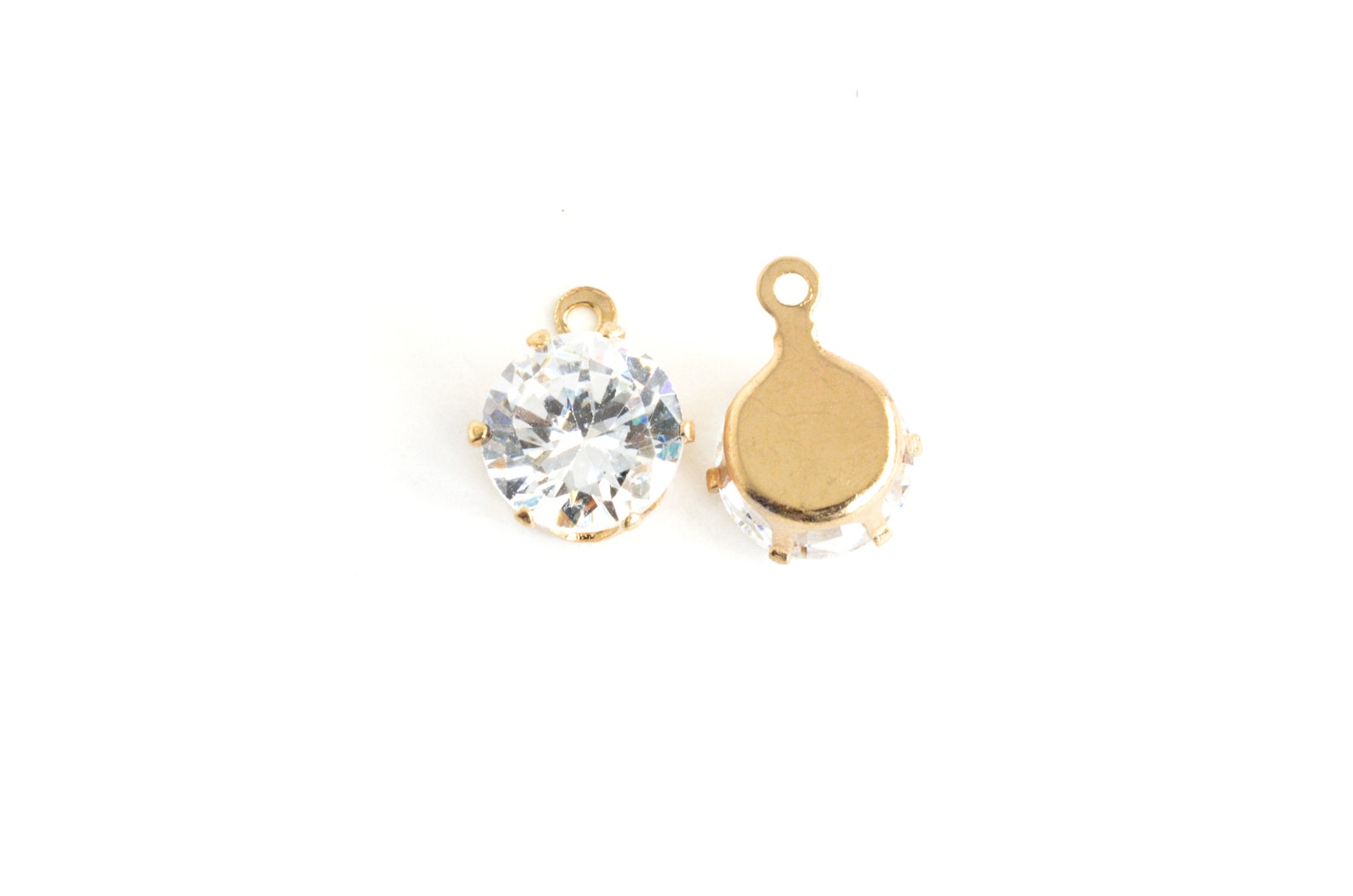 Solitaire CZ Charms Gold Cubic Zirconia Charms Faux Diamond - Etsy