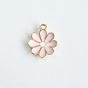 Pink Flower Charms, Enamel on Gold Toned Metal, 19mm X 15mm - 4 Pieces ...