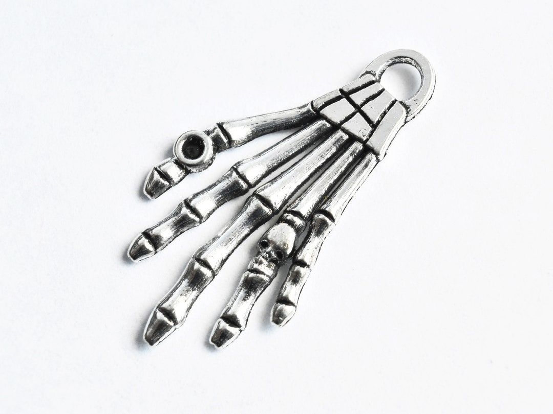 8 Skeleton Hand Charm, Antique Silver Tone, 35mm X 19mm (869) - Etsy