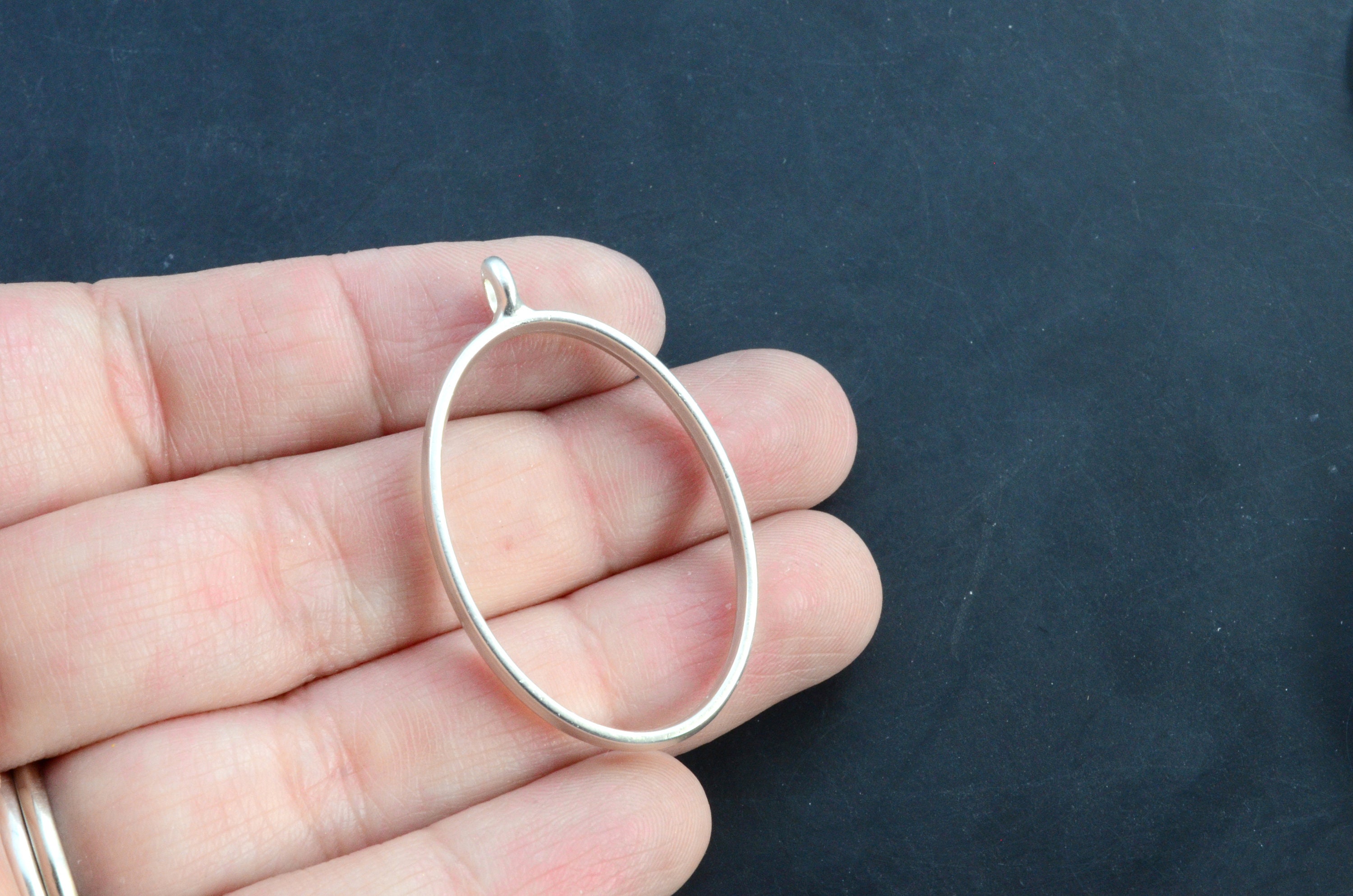 Silver Oval Charm Oval Frame Pendant Matte Silver Open Back - Etsy