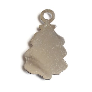 4 Christmas Tree Charms, Snowy Tree With Red Star, Silver Tone 26mm X ...