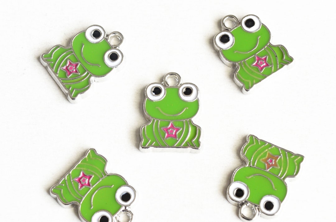Frog Charms, Green Enamel Silver Tone, 17mm X 13mm 5 Pieces 1259 - Etsy UK