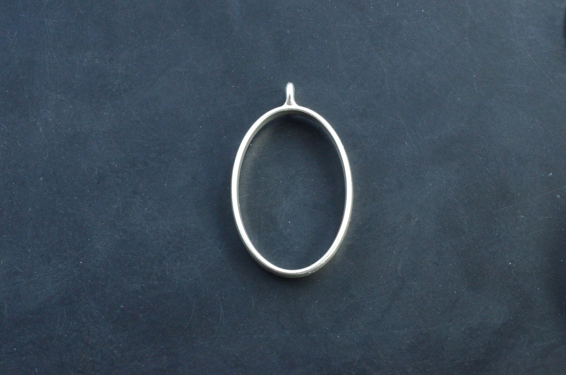 Silver Oval Charm Oval Frame Pendant Matte Silver Open Back - Etsy