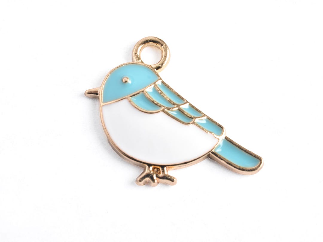 Enamel Blue Bird Charm, Gold Tone, 15x18mm - 4 Pieces (1042) - Etsy