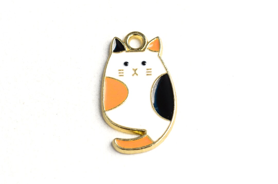 Calico Cat Charms, Enamel Pendants Light Gold Tone, 23mm X 13mm - 4 ...