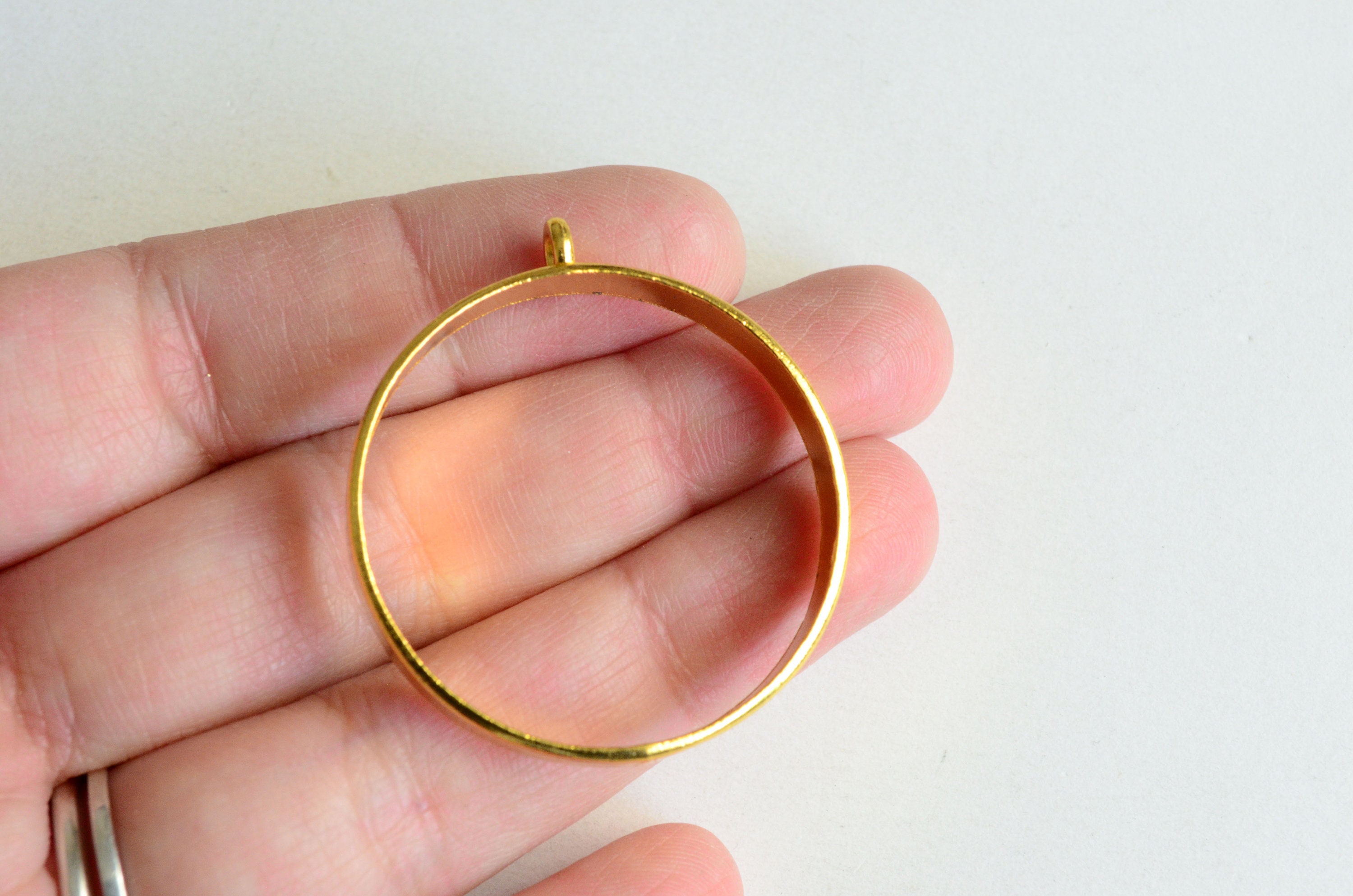 Round Open Bezel Pendant Gold Tone Frame Pendant 35mm 4 - Etsy