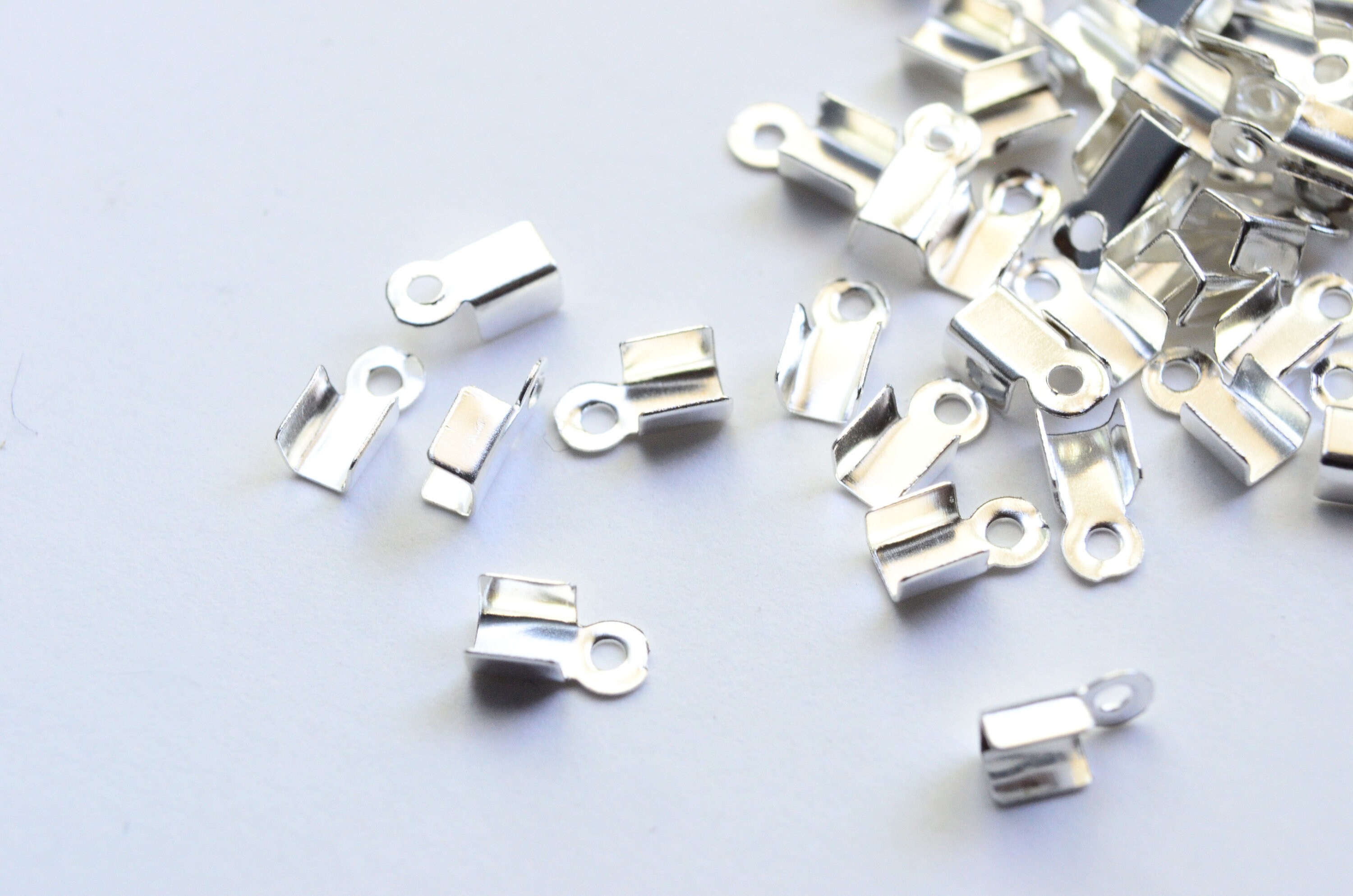 Flat Crimp End Silver Cord Terminator 6mm x 3mm Crimps For | Etsy