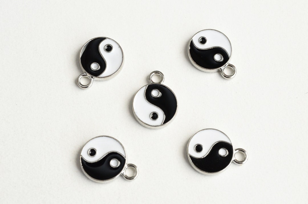 5 Yin Yang Charm, Black White Enamel Balance Pendants, 12mm (1464) - Etsy