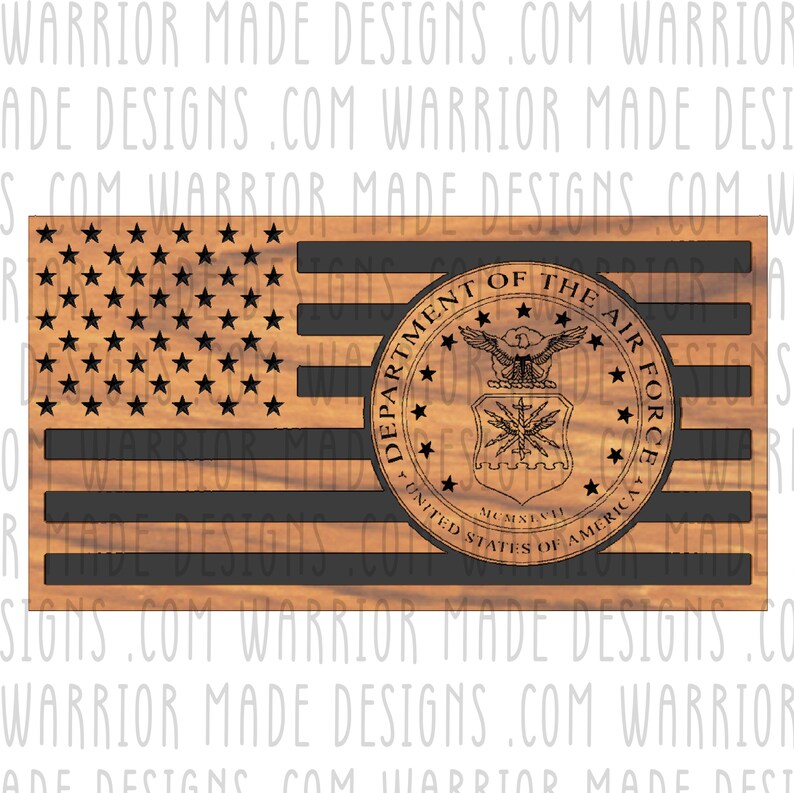 Air Force Flag Svg Png Dxf Pdf | American Flag With USAF Emblem Vector ...