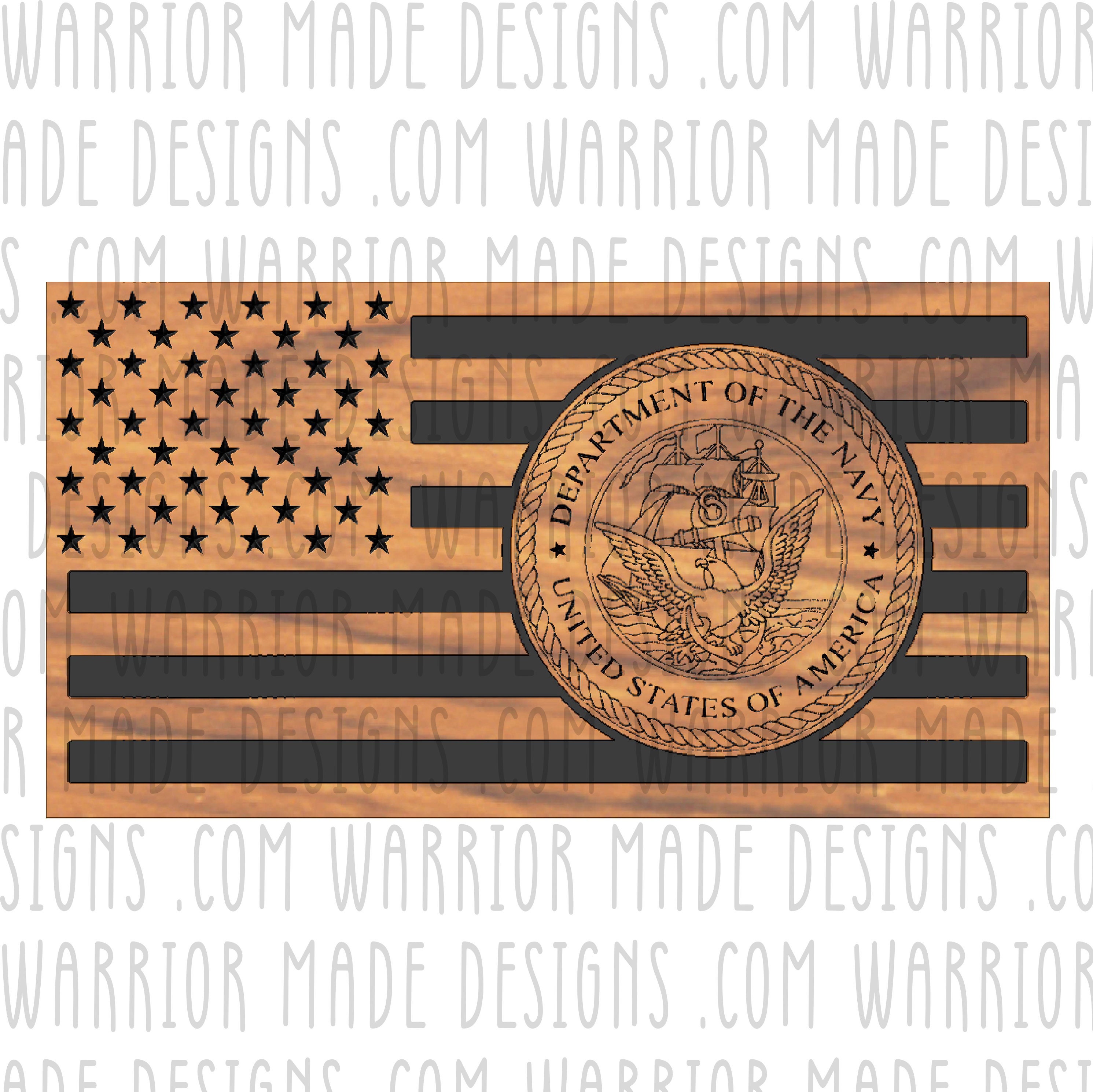 Navy Flag Svg Png Dxf Pdf | American Flag With US Navy Emblem Vector ...
