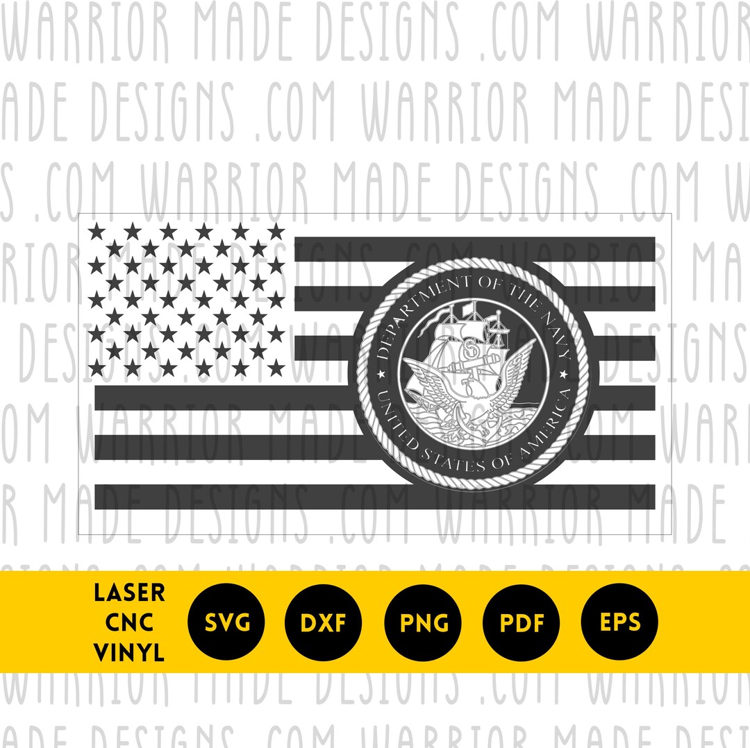 Navy Flag Svg Png Dxf Pdf | American Flag With US Navy Emblem Vector ...