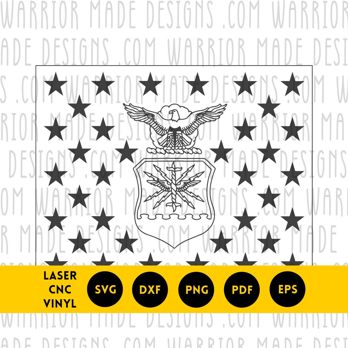Air Force Union Svg Png Dxf Pdf | American Flag With USAF Emblem Vector ...