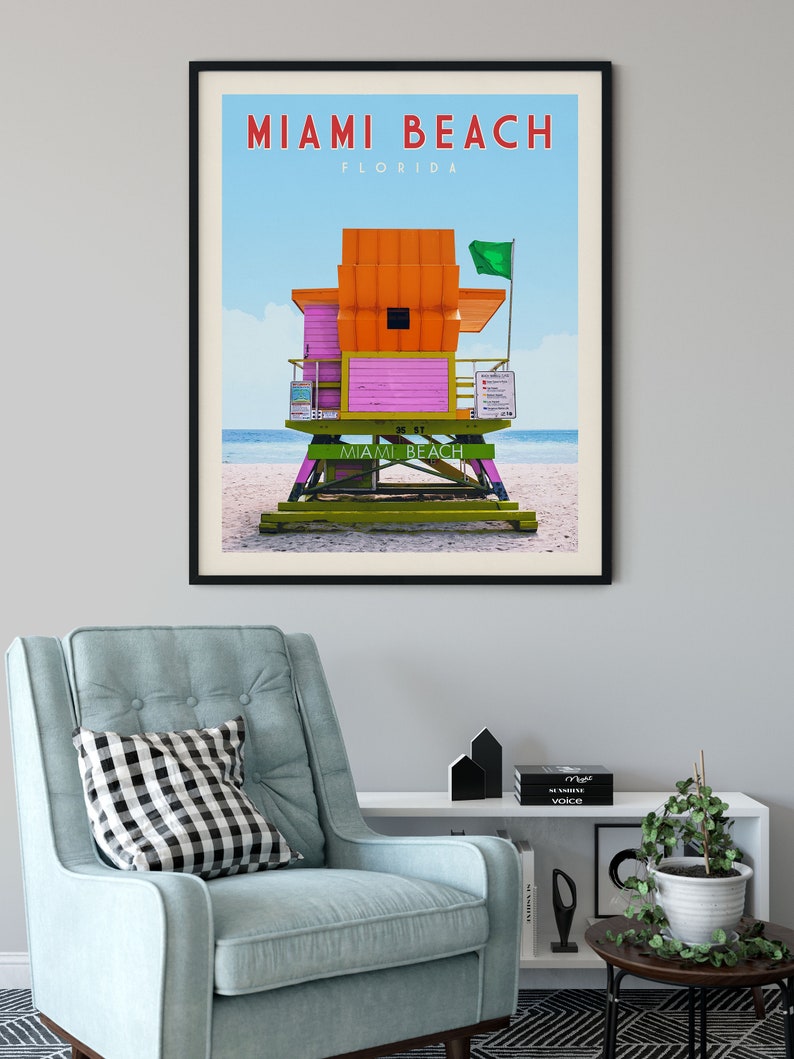 Miami Beach Poster Miami Wall Art Miami Poster Vintage - Etsy