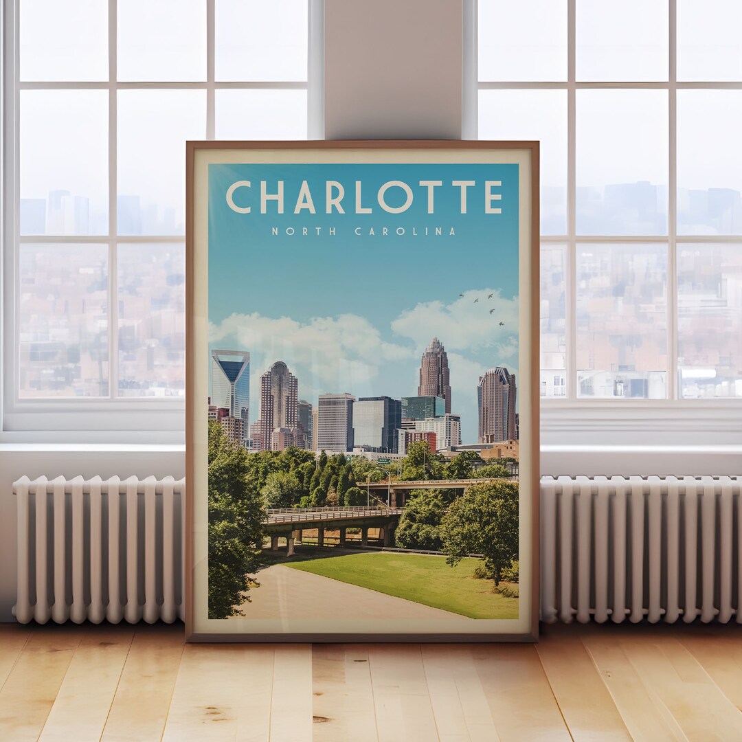 Charlotte Wall Art, Charlotte Art Print, Charlotte NC Travel Poster ...