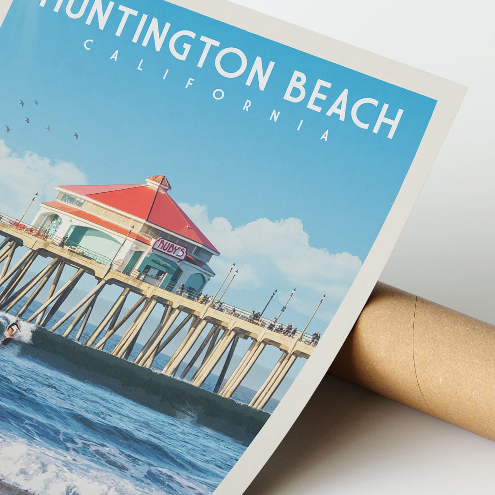 Huntington Beach Pier Poster California Wall Art Southern - Etsy