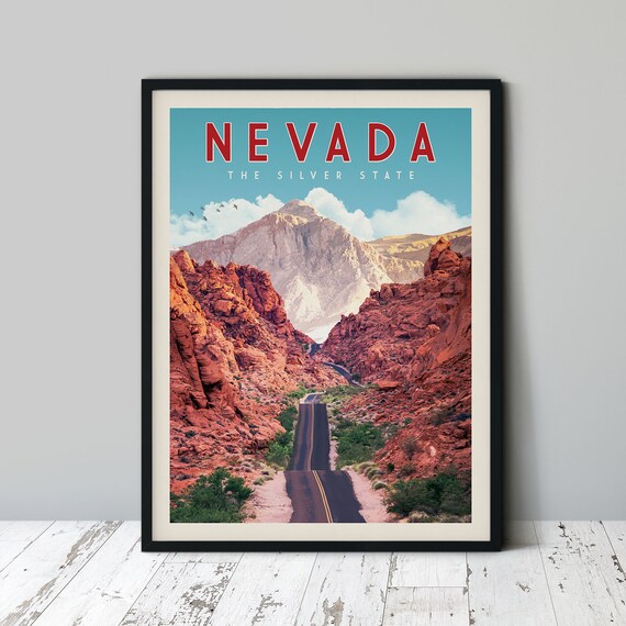 Nevada Art Nevada Retro Travel Poster Vintage Southwest - Etsy