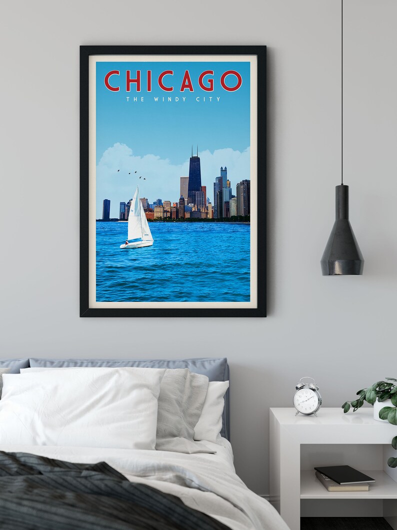Chicago Wall Art Chicago Art Print Chicago Travel Poster - Etsy