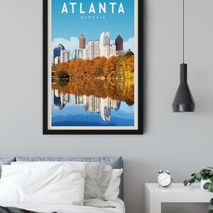 Atlanta Skyline Poster Print Vintage Atlanta Georgia Wall Art - Etsy