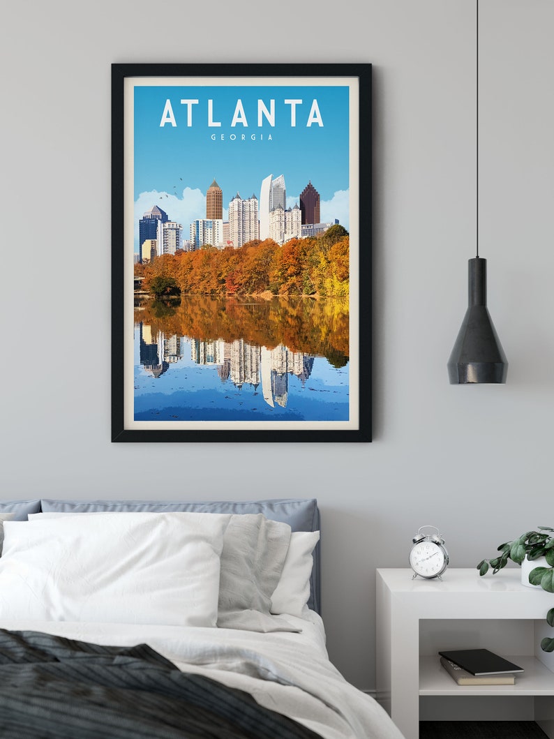 Atlanta Skyline Poster Print Vintage Atlanta Georgia Wall Art - Etsy