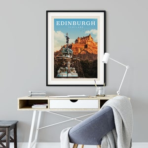 Edinburgh Scotland Travel Poster Edinburgh Sunset City Print - Etsy