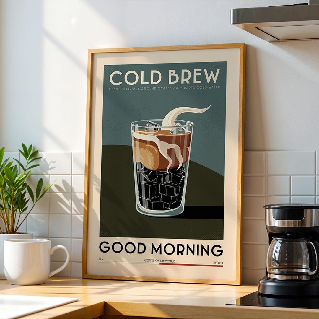 Cold Brew Coffee Poster, Kitchen Coffee Bar Art Print, Coffee Bar Sign ...