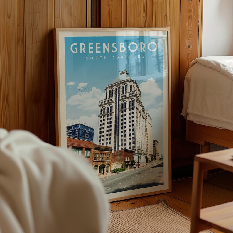 Greensboro Poster, Greensboro Wall Art Print | Vintage North Carolina ...